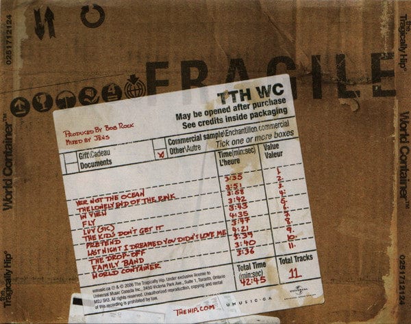 The Tragically Hip - World Container (CD) – Further Records